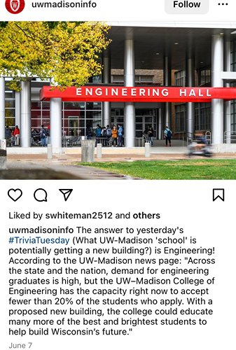 The UW-Madison information page, often used to interact with potential ...