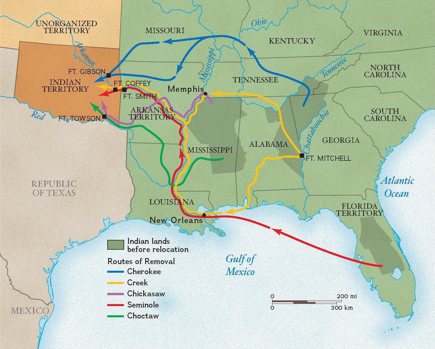 This diagram above shows the trail traveled for each indian tribe as ...