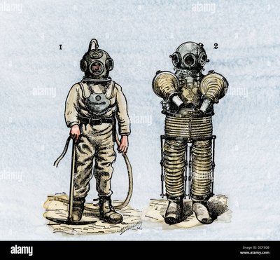 This shows that from the first scuba suit(1) it has been upgraded to a ...