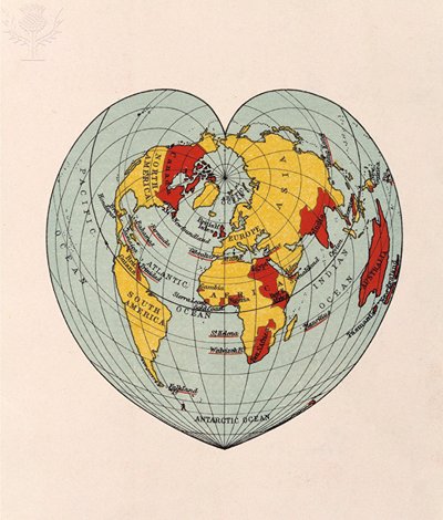 Cordiform Projection of World, 1908 Retrieved from Encyclopædia ...