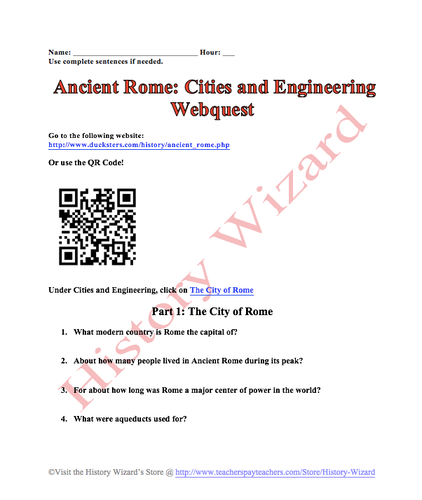 Interactive Source for Students: Ancient Rome Engineering Webquest