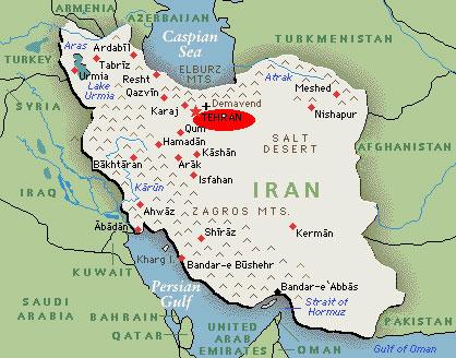 A map of Iran, showing Nishapur, the birthplace of Farid.