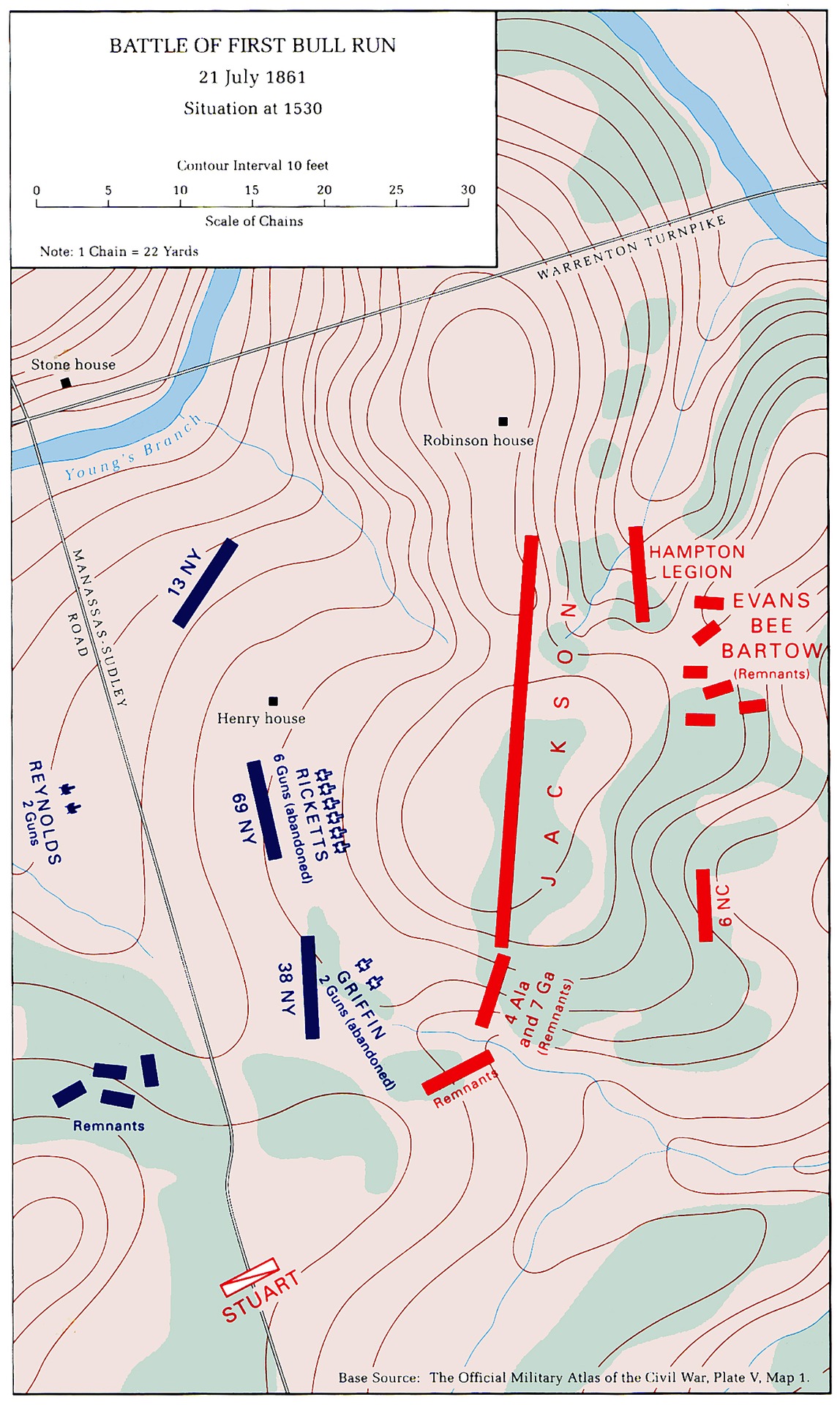 The Battle of Bull Run, situation at 15:30 (US Army Center of Military ...