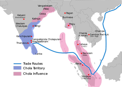 The image shows where the Chola Dynasty was located but also the ...