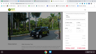 the taxi trip to Pork Pit is $13.42