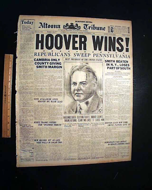 1928 Herbert Hoover is elected as President