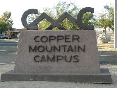 A Howard Pierce sculpture adorns the entrance to Copper Mountain Campus