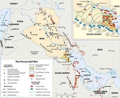 Map and layout of the gulf war.