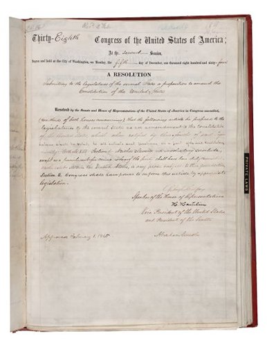 Abolition of the Slave Trade in the United States (Jan 31, 1865)