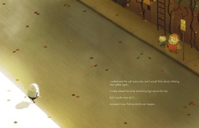 This illustration shows Humpty admiring the wall from the distance. He ...