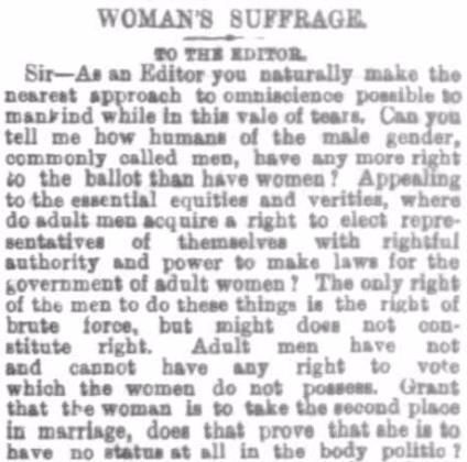 "WOMAN'S SUFFRAGE." South Australian Register (Adelaide, SA : 1839 ...