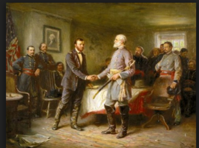 The civil war ends when Robert E. Lee surrendered.