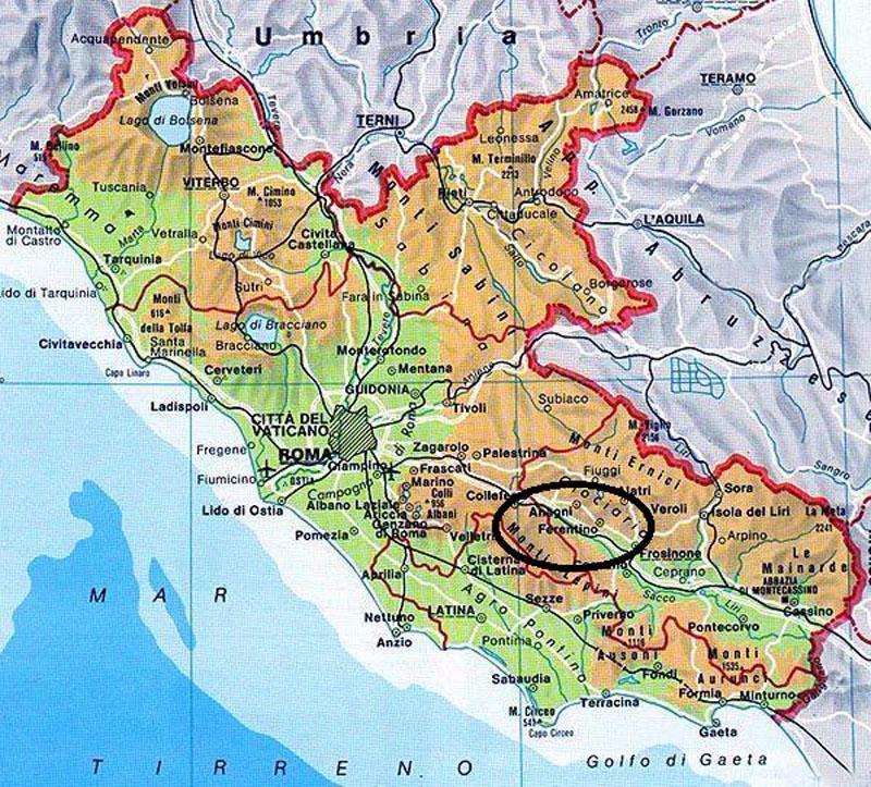 Antium on the map of Ancient Rome