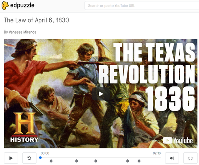 Click here to watch a quick video over Mexico's Law of April 6th, 1830.