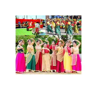 Guyanese people at a Chinese dragon festival (top L) an African ...