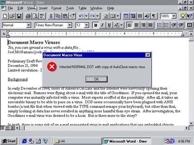 1995- Macro Virus WM/Concept