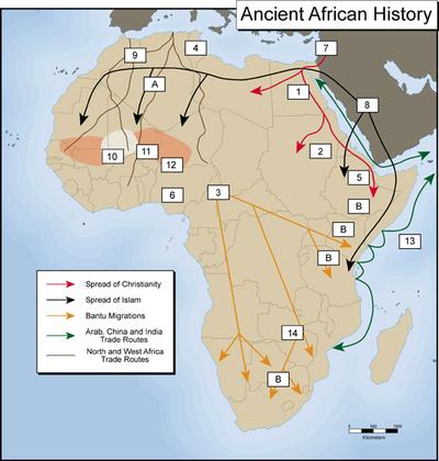 This map depicts the routes along which Christianity and Islam spread ...