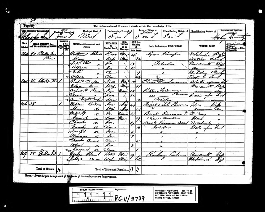 in 1881 richard cooper 1825 has moved with his combined family to 36 ...