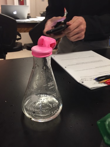 The flask had water put into the bottom of it, and had a balloon ...