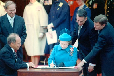 On Apr.17, 1982,Queen Elizabeth II signed the Constitution Act