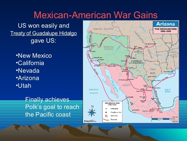 The map above shows who was involved in the Mexican American War.