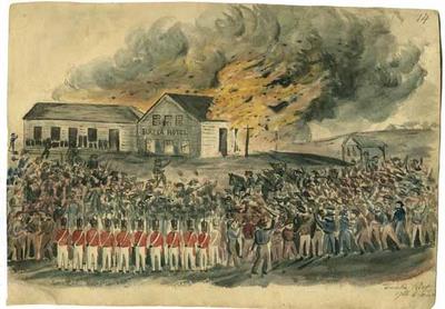 Eureka Hotel burning