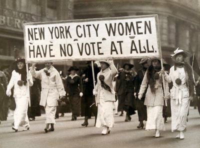 Women protest in New York because their right to vote was taken away.