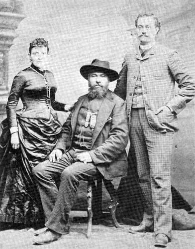 Gabriel Dumont (Middle) and Louis Riel (Right)