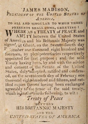 Treaty of Ghent, ended the War of 1812