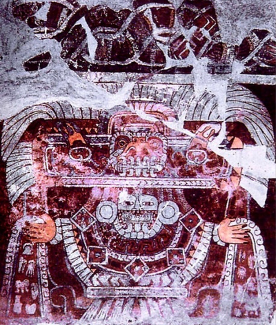 650-750 CE: Goddess, mural painting from Tetitla, Teotihuacan apartment ...