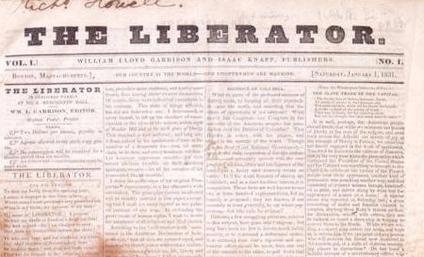 1st Publication of The Liberator.(William Lloyd Garrison)