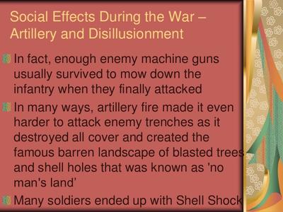 Social Effects that were during the first World War.
