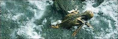 Where Otzi died on the mountain in the snow.