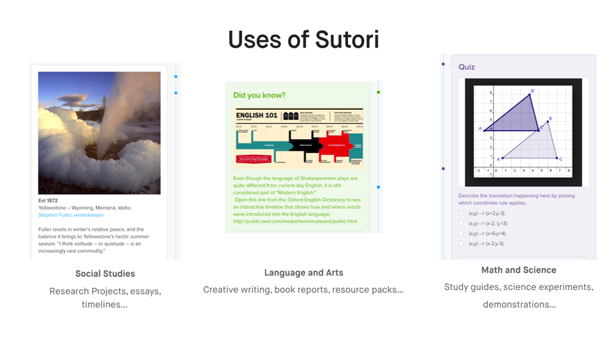 Sutori have set up some packs to provide more examples and guidance: