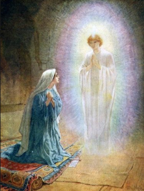 Gabriel tells Mary that she will conceive God's child. Also that her ...