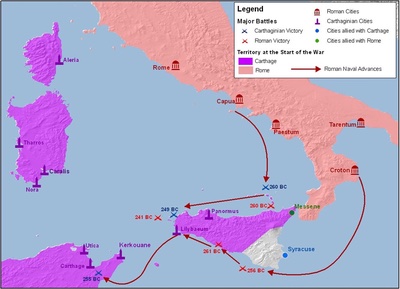 - A visual map of the First Punic War (264 -241 BCE)