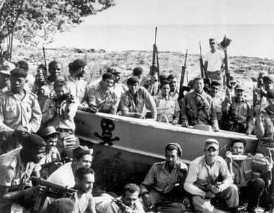 Cuban militiamen celebrating the victory over the US
