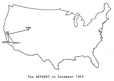 In December of 1969, ARPANET goes online.