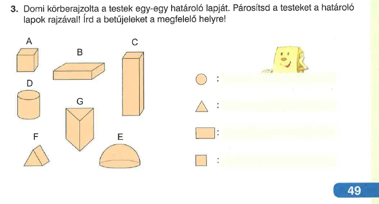 Vajon melyik test határoló lapját látod? Írd a betűjeleket a megfelelő ...