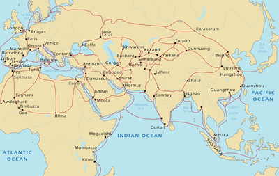 These are some major trade routes used during the 1000s CE.