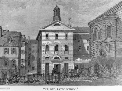 An 19th century view of the Boston Latin School, the oldest public ...