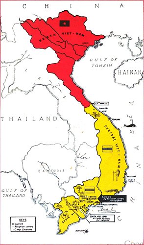 1954 Map of South and North Vietnam