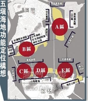 The construction map of Macau New Urban Zone, since 2006