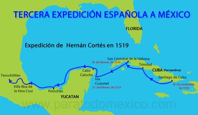 Tercera expedición a México desde Cuba (1519) a cargo de Hernán Cortés.