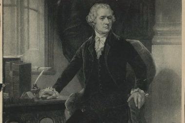 Alexander Hamilton sitting in his study.