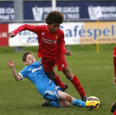 Seb Thompson playing for Liverpool U12s in the National Finals vs ...