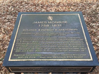 Memorial at James Monroe's birthplace.