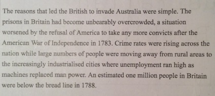 The British Settlement 1788 : Writing Piece