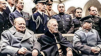 Joseph Stalin, Winston Churchill and FDR ("The Big Three") attending ...
