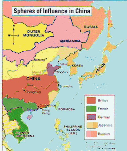 How china was split under the spheres of influence.